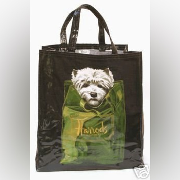 Harrods | Bags | Harrods Black Tote With Green Dog Design | Poshmark
